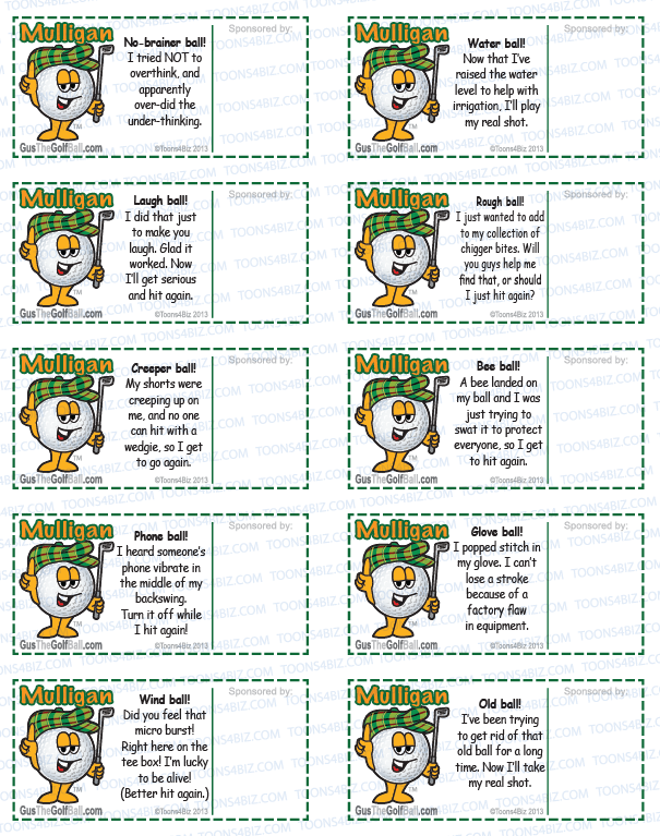 Mulligan Tickets Gus The Golf Ball 